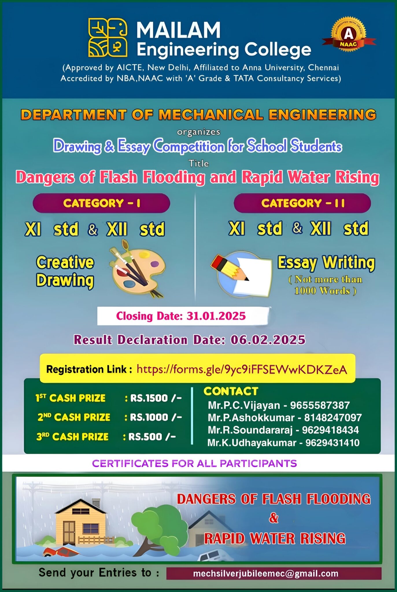 School Students Competition on Creative Drawing and Essay Writing - MEC