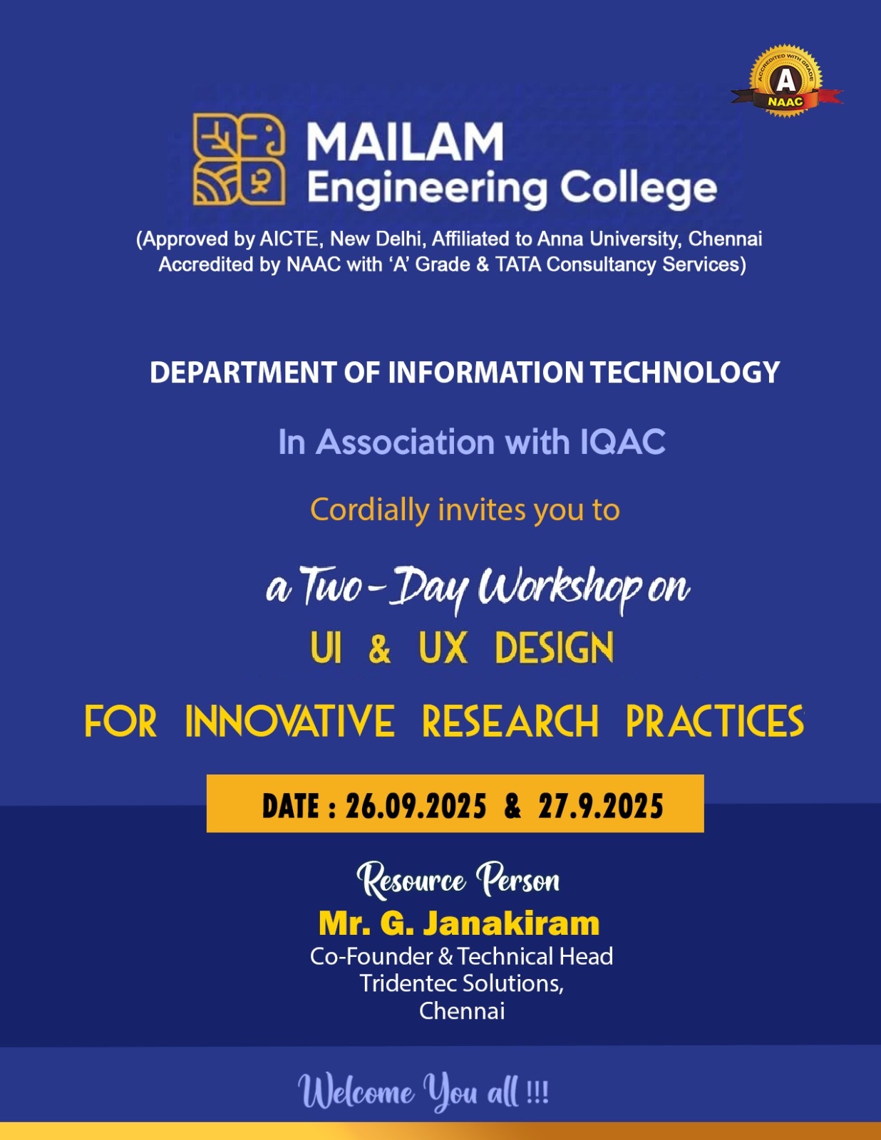 Two-Day Workshop – UI & UX Design for Innovative Research Practices - MEC